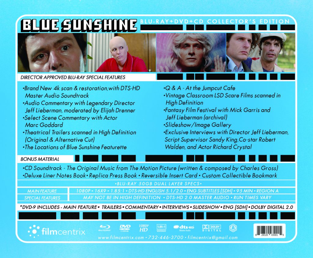 Blue Sunshine Blu Ray Collector’s Edition 3 Disc Set (Blu Ray+DVD+CD ...